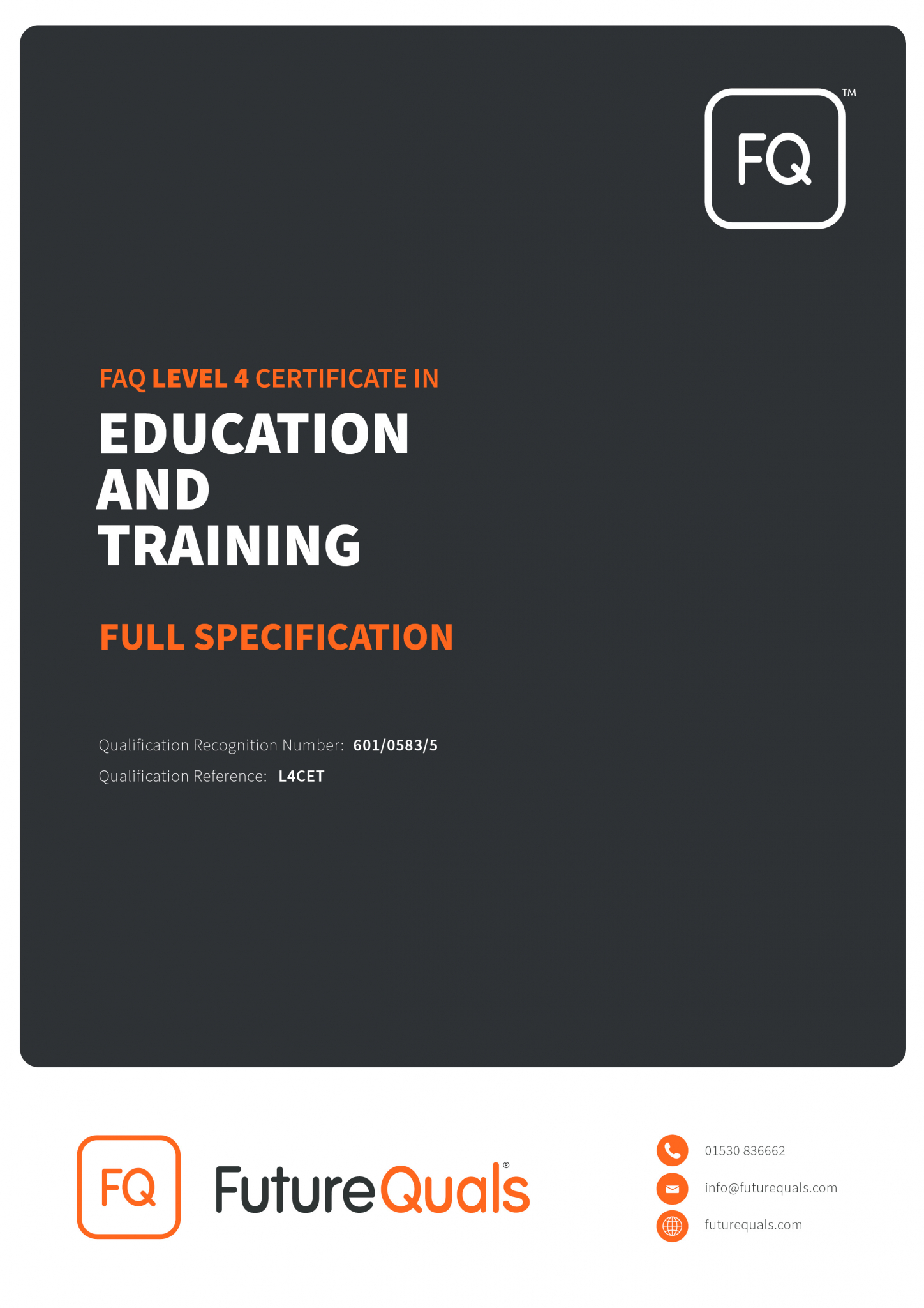 FAQ Level 4 Certificate in Education and Training - FutureQuals